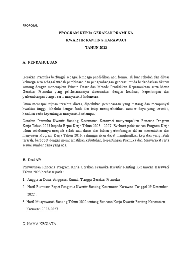 PROPOSAL RAKER Kwarran Karawaci 2023 | PDF