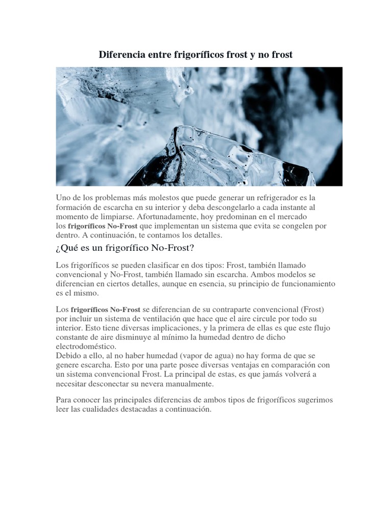 Diferencia Entre Frigoríficos Frost y No Frost | PDF | Refrigerador