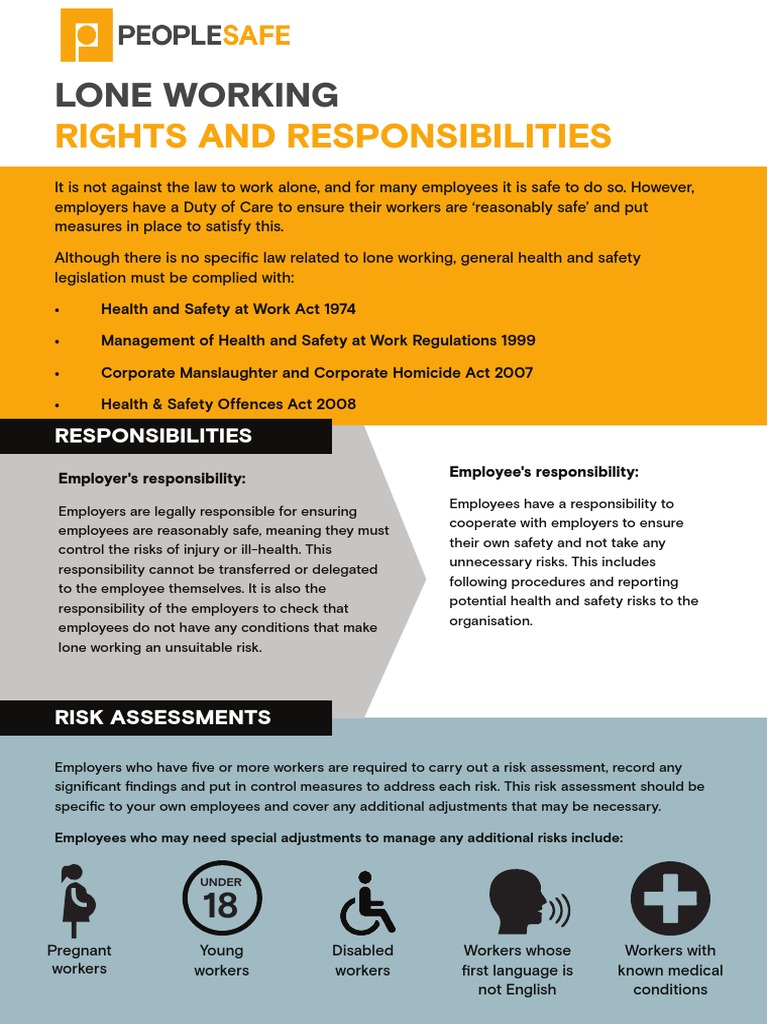 Fact Sheet Lone Working Rights and Responsibilities | PDF | Occupational Safety And Health ...