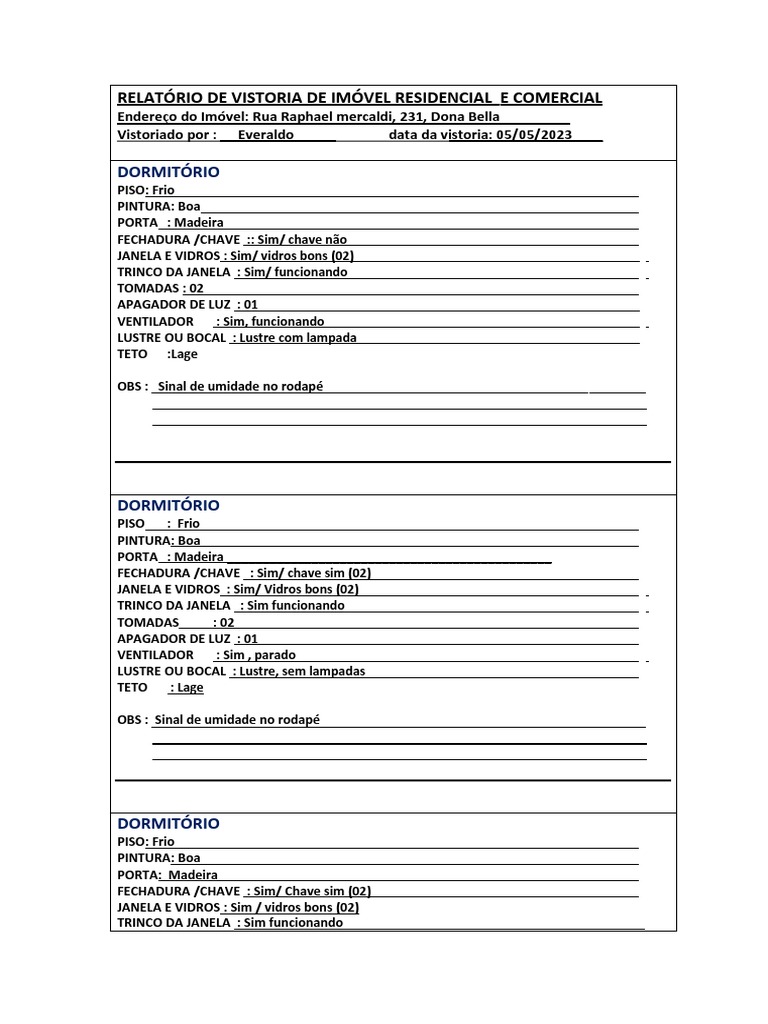 Vistoria Raphael Mercaldi | PDF | Engenharia Civil | Projeto arquitetônico