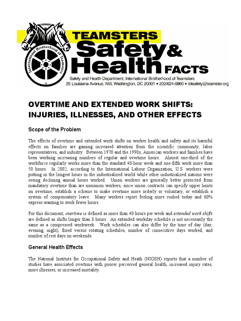Overtime Extended Work | PDF | Shift Work | Occupational Safety And Health