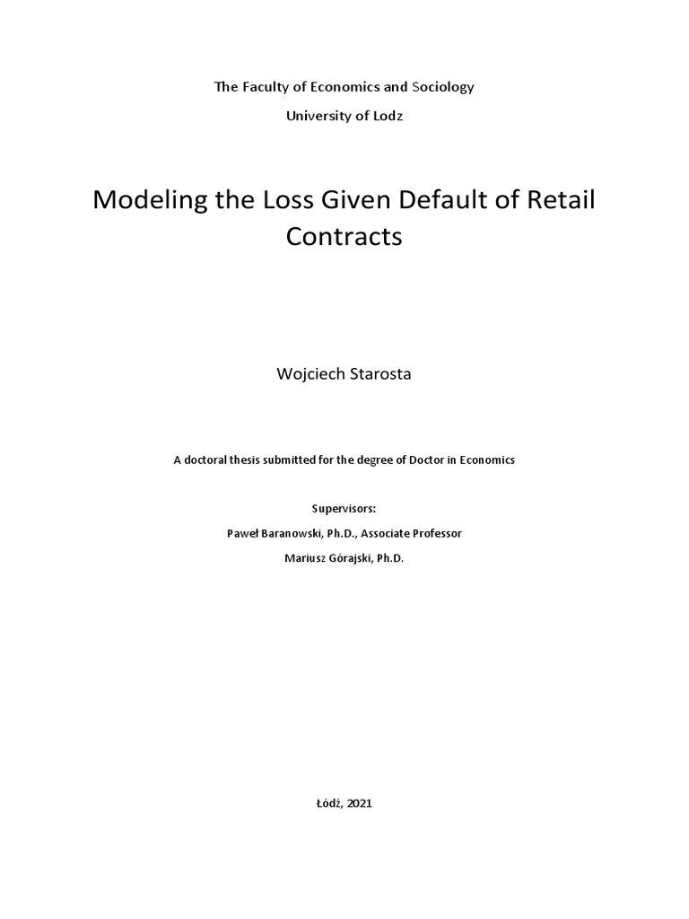 Modelling The Loss Given Default For Retail Contracts Compressed | PDF | Regression Analysis ...