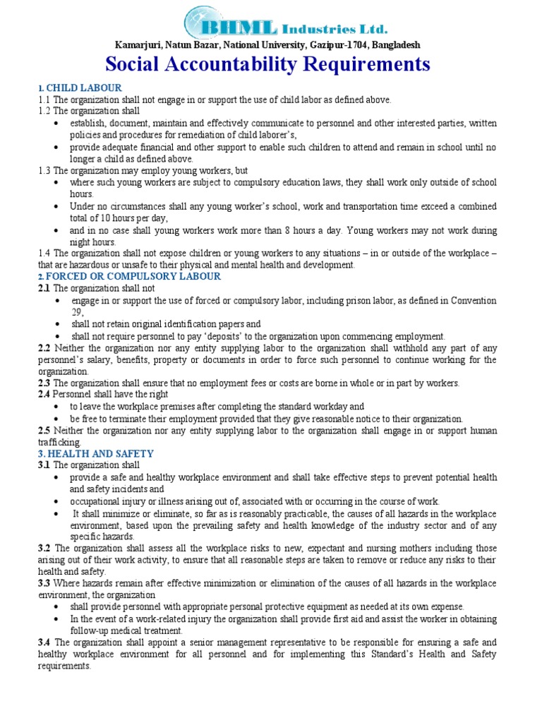 Social Accountability WORD | PDF | Occupational Safety And Health | Safety