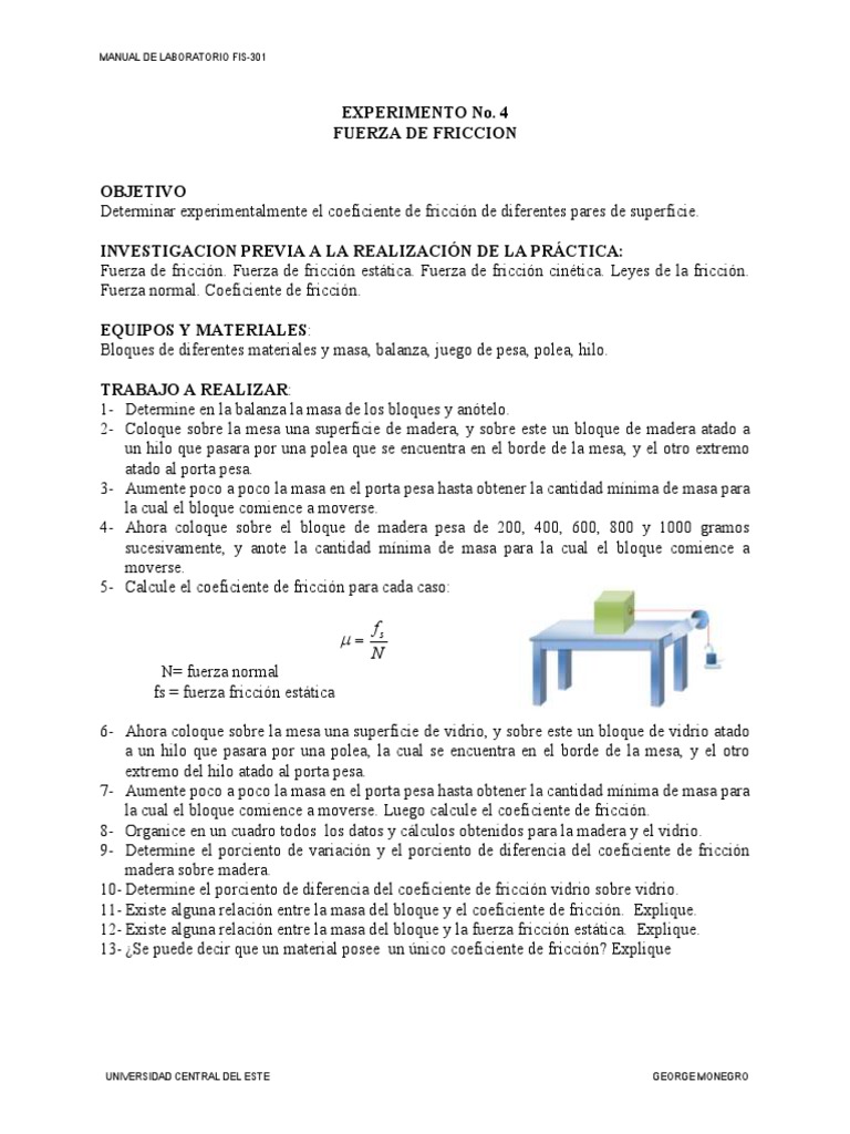 Experimento 4 | PDF | Fricción | Masa
