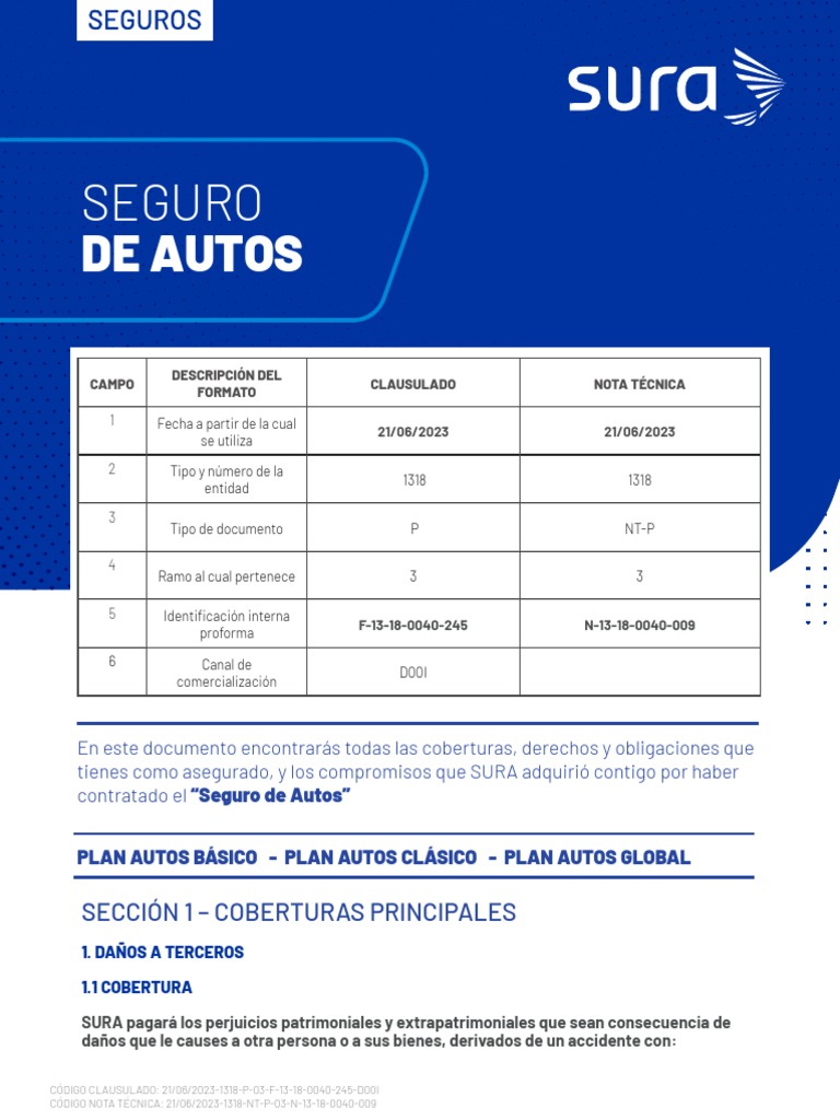 Plan Autos Global Clasico Basico | PDF | Póliza de seguros | Seguro
