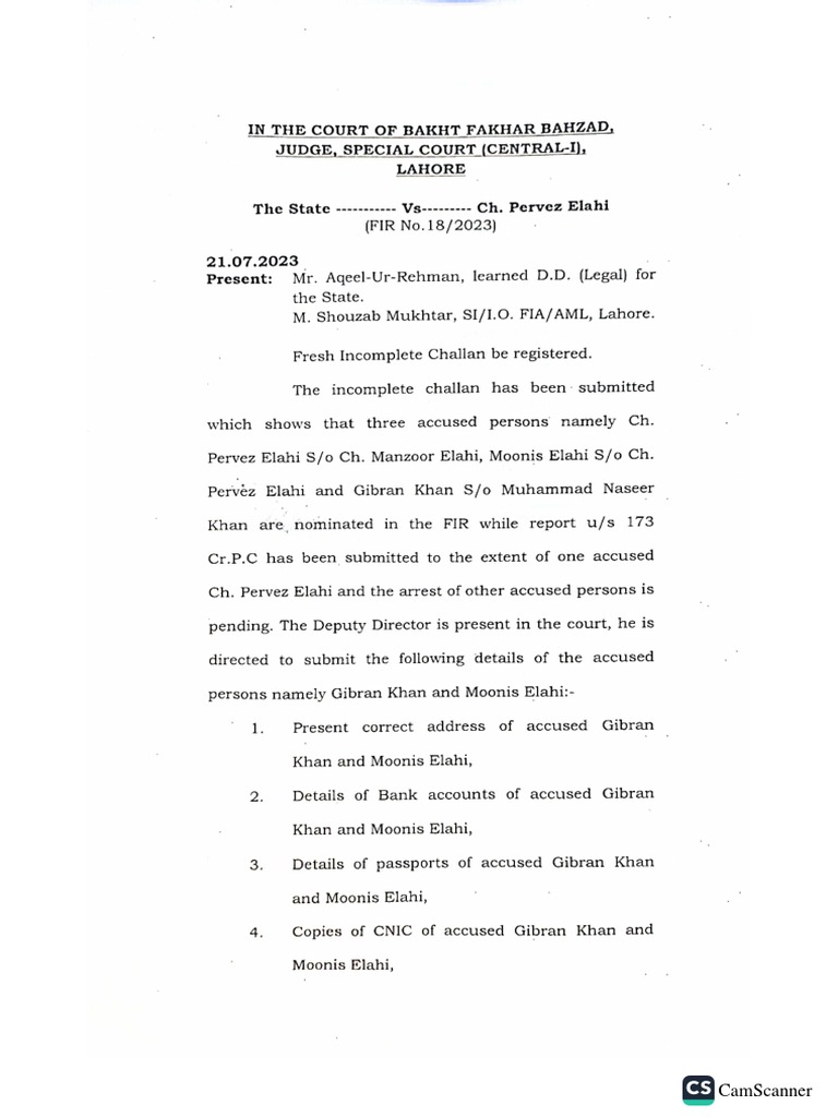 Ch. Pervaiz Ilahi Trial | PDF