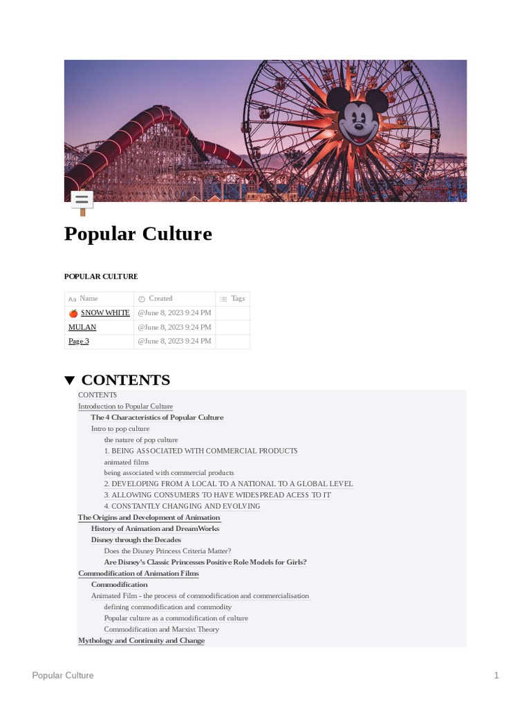 Popular Culture Notes | PDF | Popular Culture | Globalization