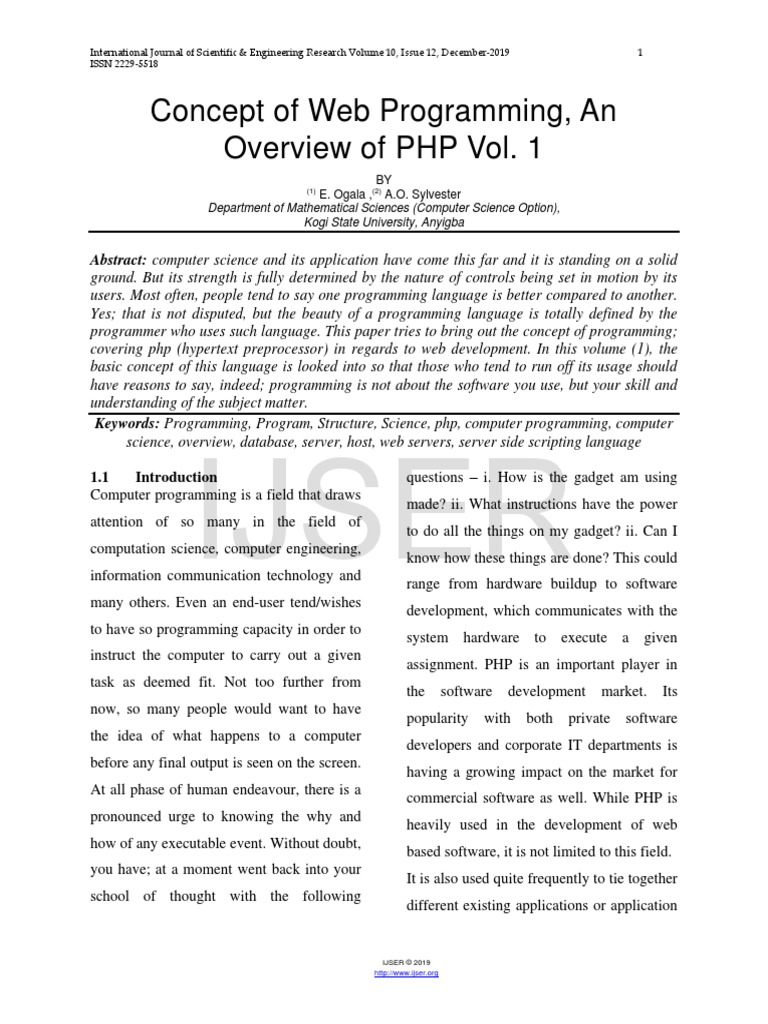 PHP Web Programming Overview | PDF | Php | Databases