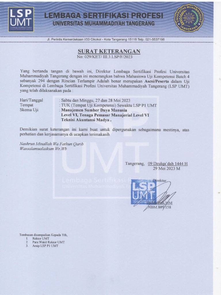 Surat Keterangan U MHS Feb Batch 4 | PDF