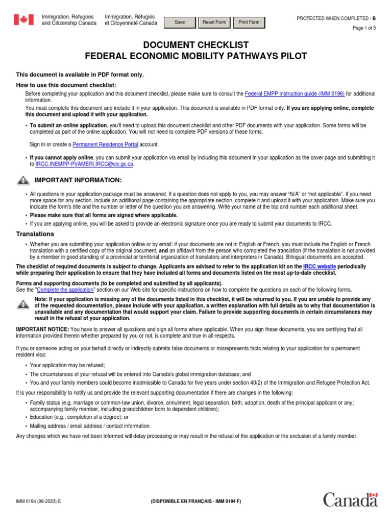 Canada Imm0194e | PDF | Refugee | Identity Document