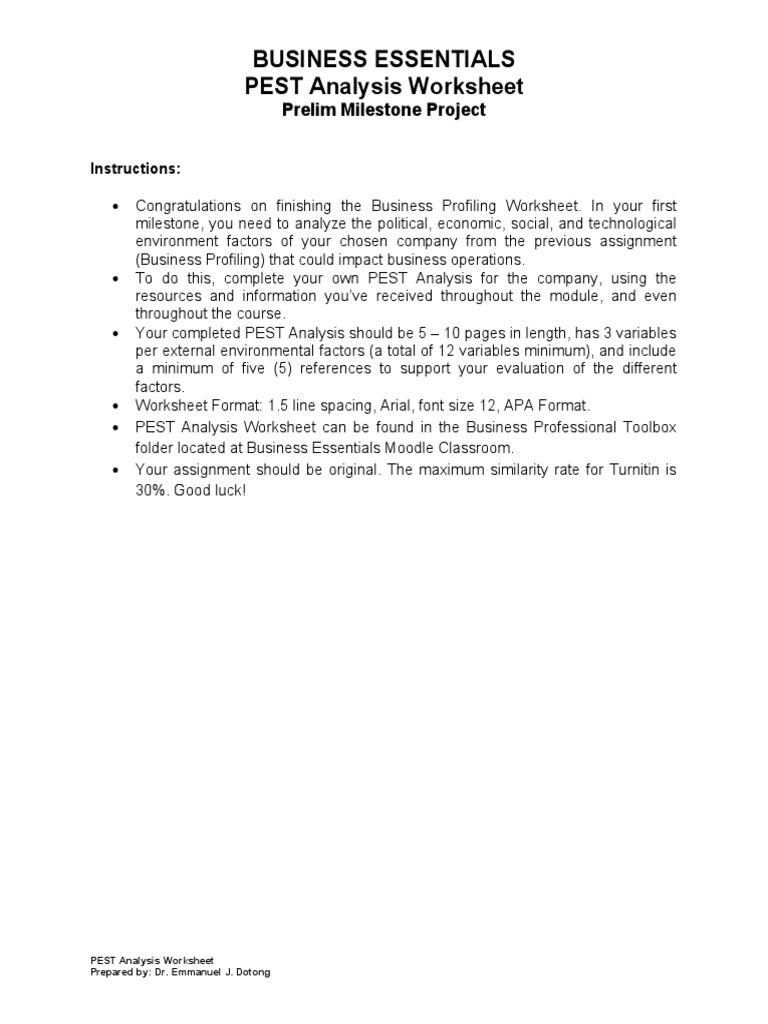 PEST Analysis Worksheet 1 | PDF | Business | Economies