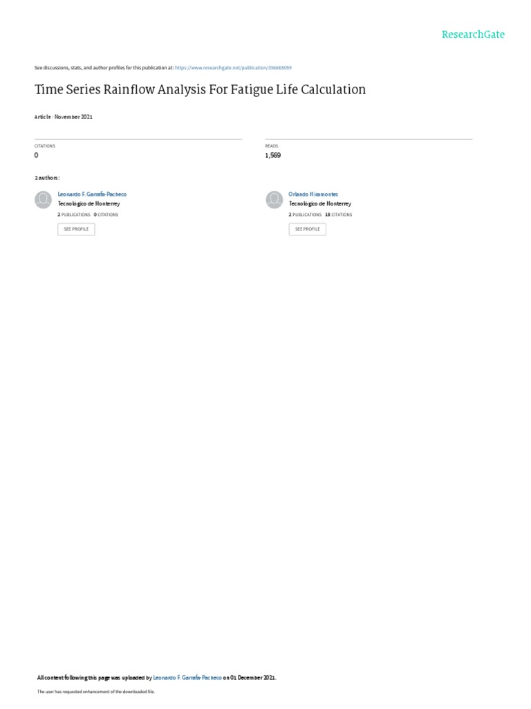 Time Series Rainflow Analysis For Fatigue Life Calculation | PDF ...