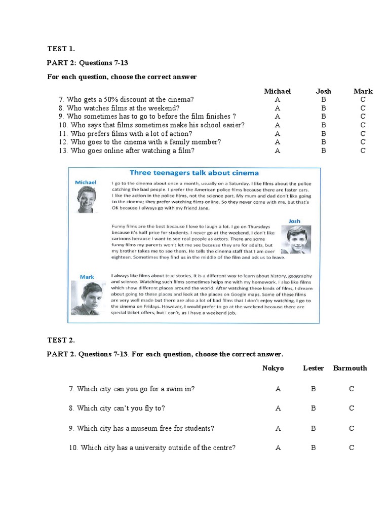 Reading Part 2 - PN | PDF