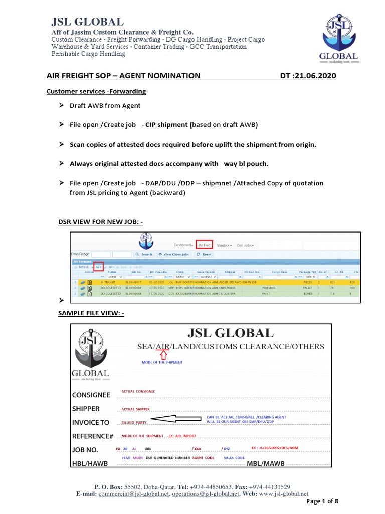 Air Freight Agent Nomination | PDF | Cargo | Freight Transport