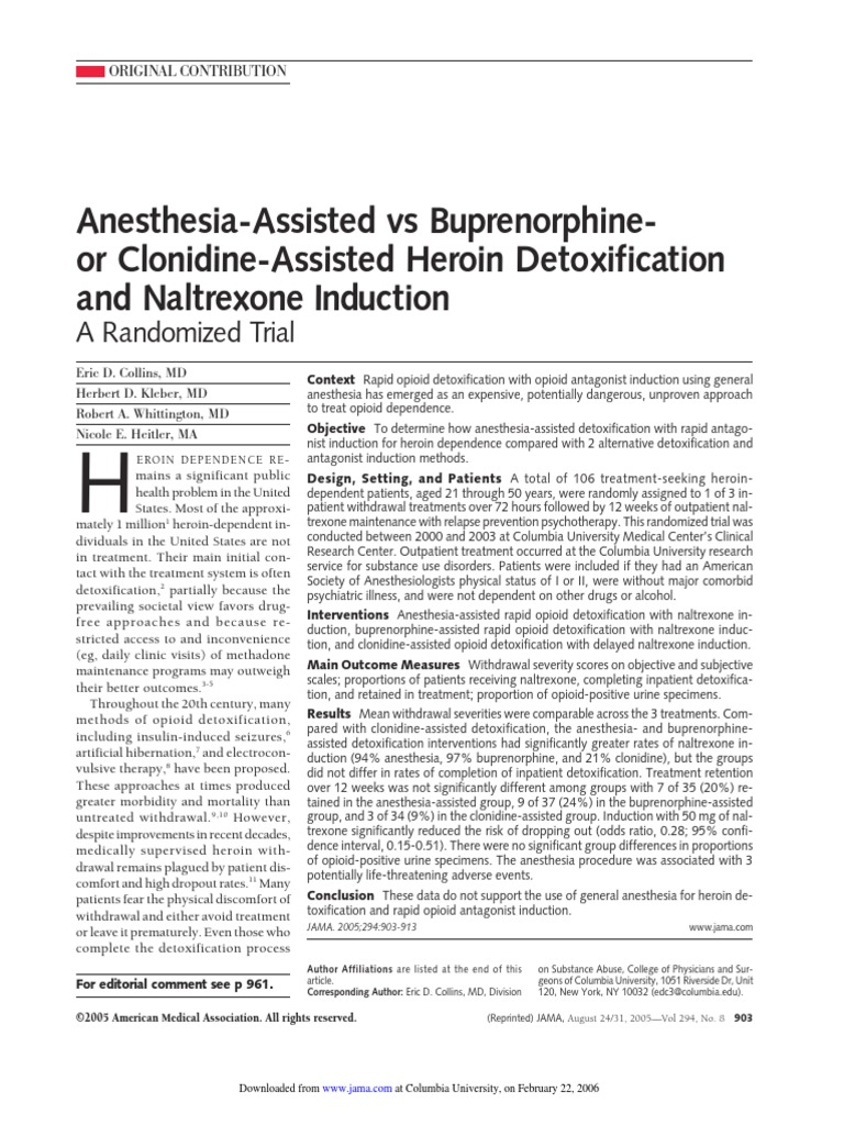 Anesthesia-Assisted Vs Buprenorphine - or Clonidine-Assisted Heroin ...