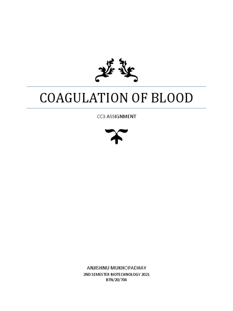 Coagulation of Blood | PDF | Coagulation | Platelet