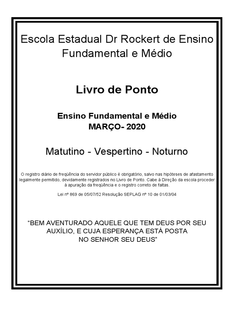 Capa Livro de Ponto - Abril 2018 | PDF