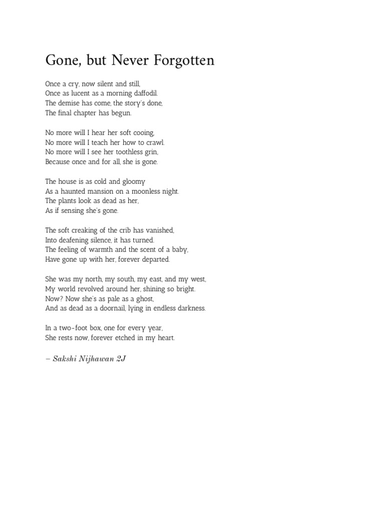 Gone, But Never Forgotten: A Poem | PDF