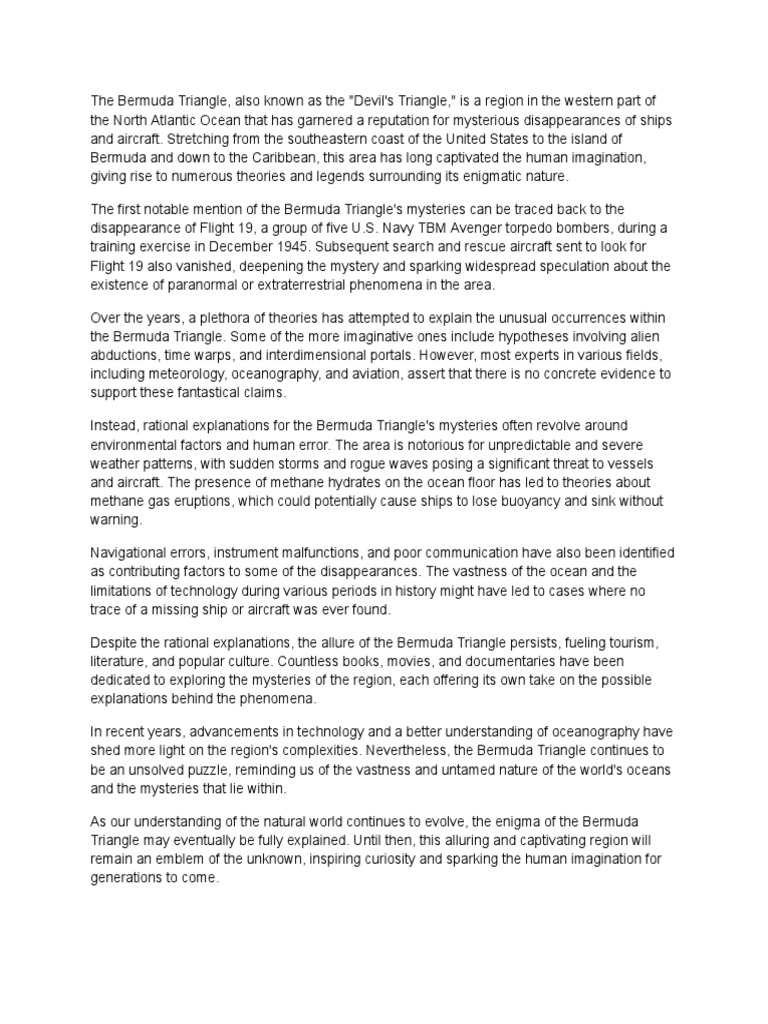 The Mystery of The Bermuda Triangle Unraveling The Enigma | PDF | Earth ...