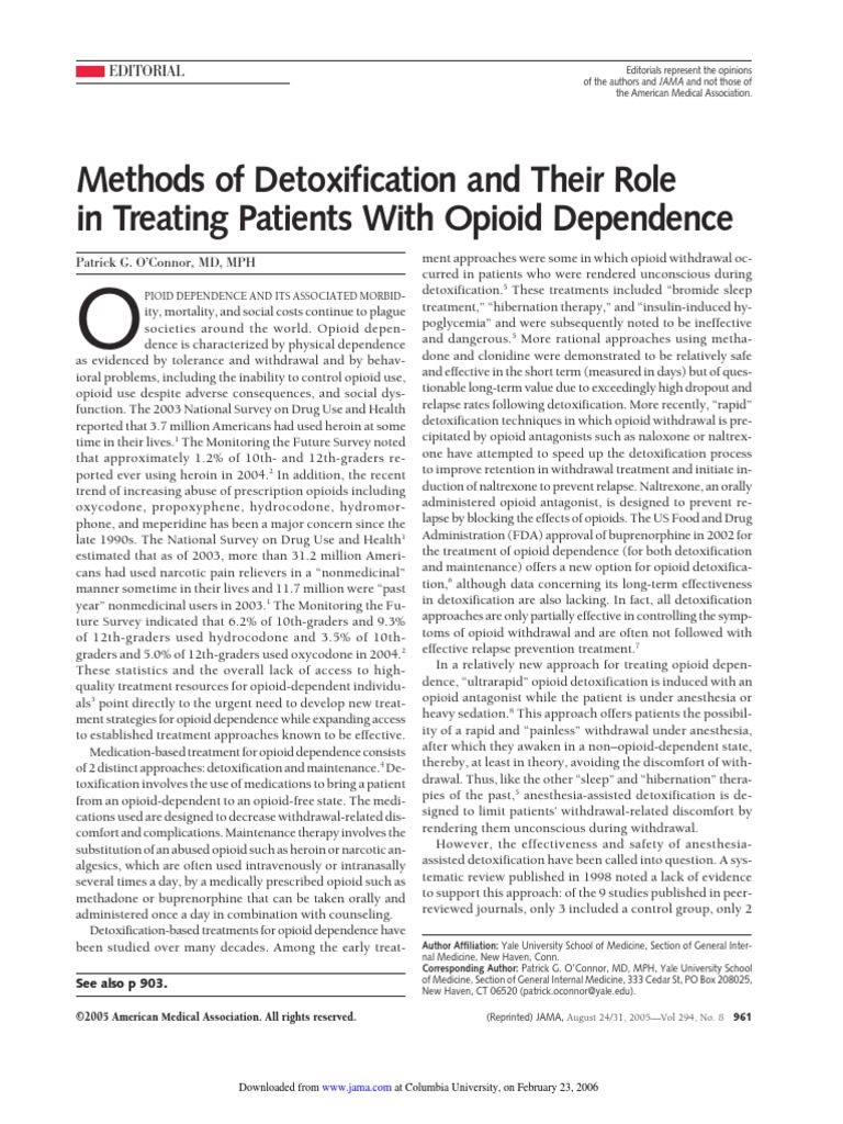Methods of Detoxification and Their Role in Treating Patients With ...