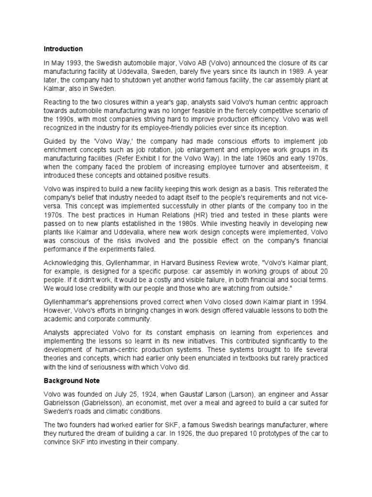 Case Study 3-Volvo | PDF | Economies | Business