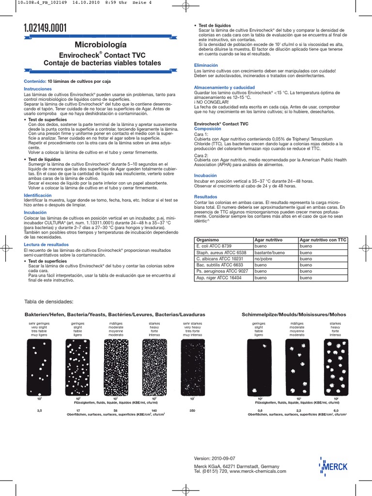 Envirocheck Bacterias y Hongos de Merck | PDF | Microbiología | Microscopía