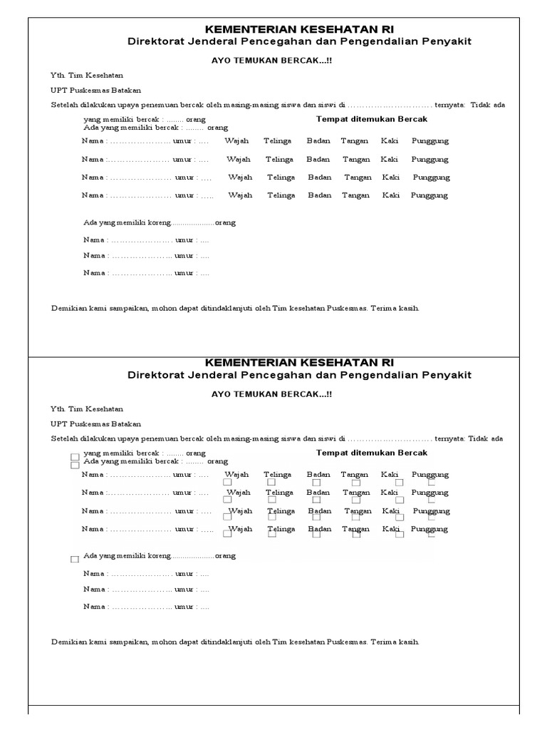 Format Skrining ICF Kusta Frambusia Batakan | PDF