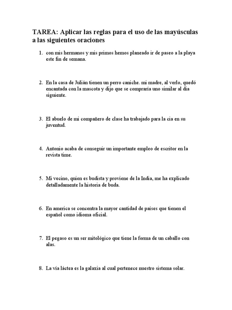 Tarea 8vo Uso de Las Mayúsculas | PDF | Estudios de idiomas extranjeros