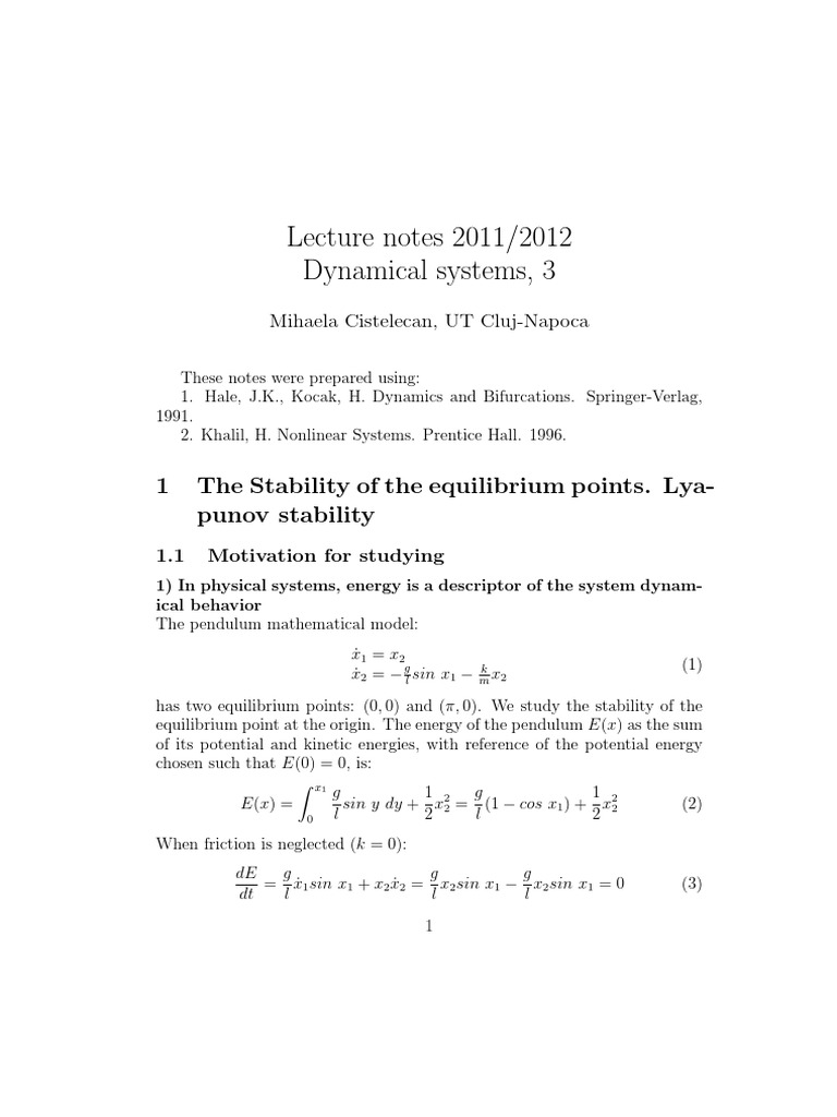 Dynamical Systems 3 | Download Free PDF | Stability Theory | Applied Mathematics