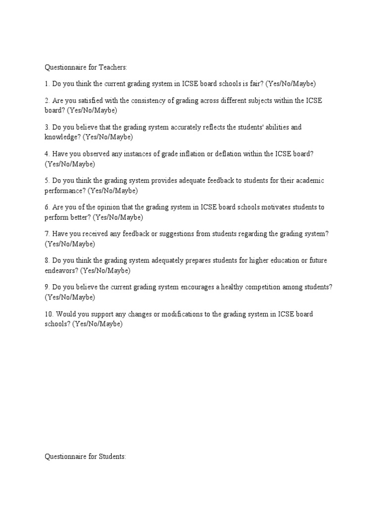 ICSE Grading System Evaluation Survey | PDF | Career & Growth