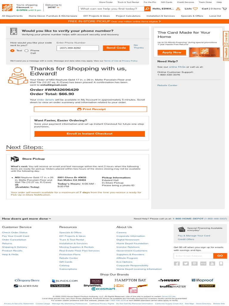 The Home Depot - Order Confirmation 2 | PDF | The Home Depot | Point Of ...