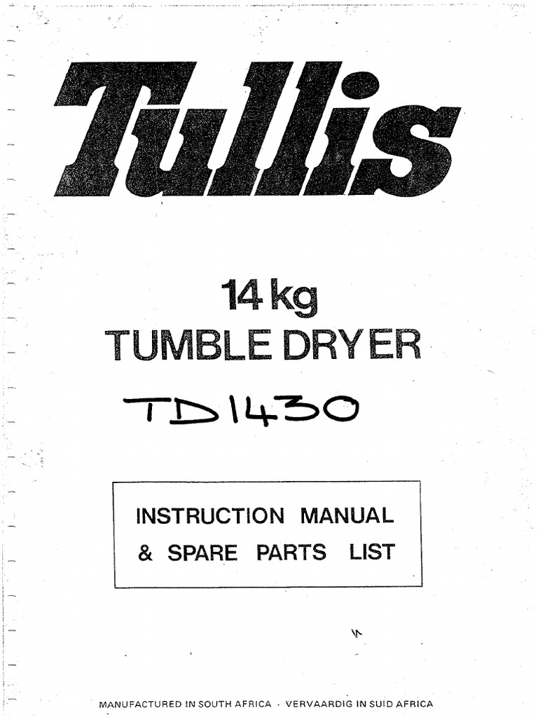 TD1430 14KG Tumble Dryer Manual | PDF