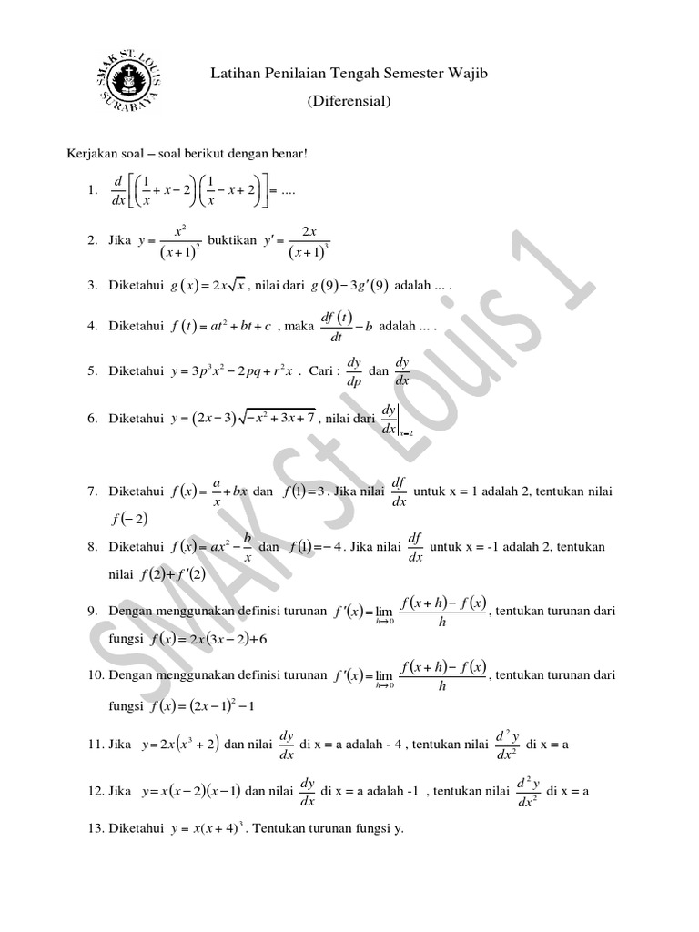 Latihan PTS (Diferensial) 1 | PDF