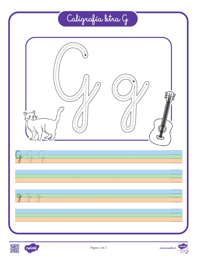 Caligrafa Con La Letra G Y Las Vocales Para Preescolar Y Primaria