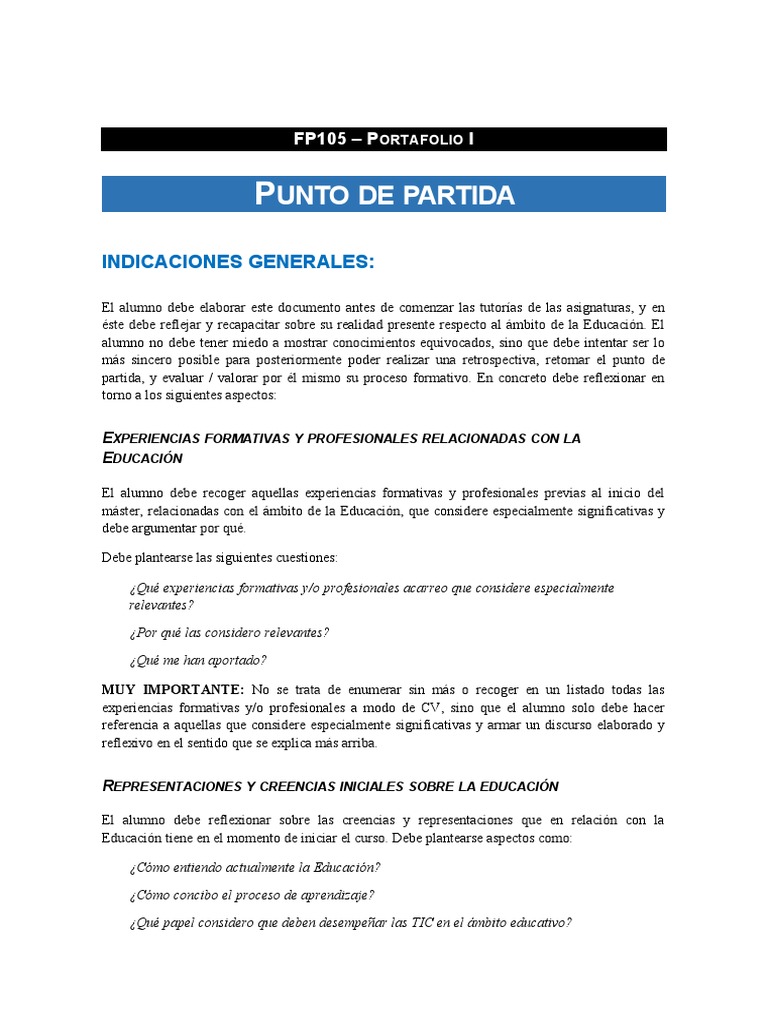 Punto de Partida | PDF | Enseñando | Aprendizaje