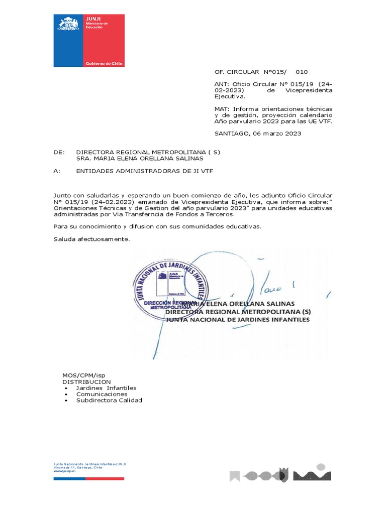 Oficio Circular 010 06-03-2023 | PDF | Educación de la primera infancia