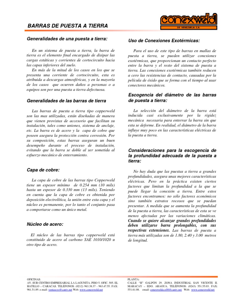 Barras Copperweld | PDF | Tierra | Conector eléctrico