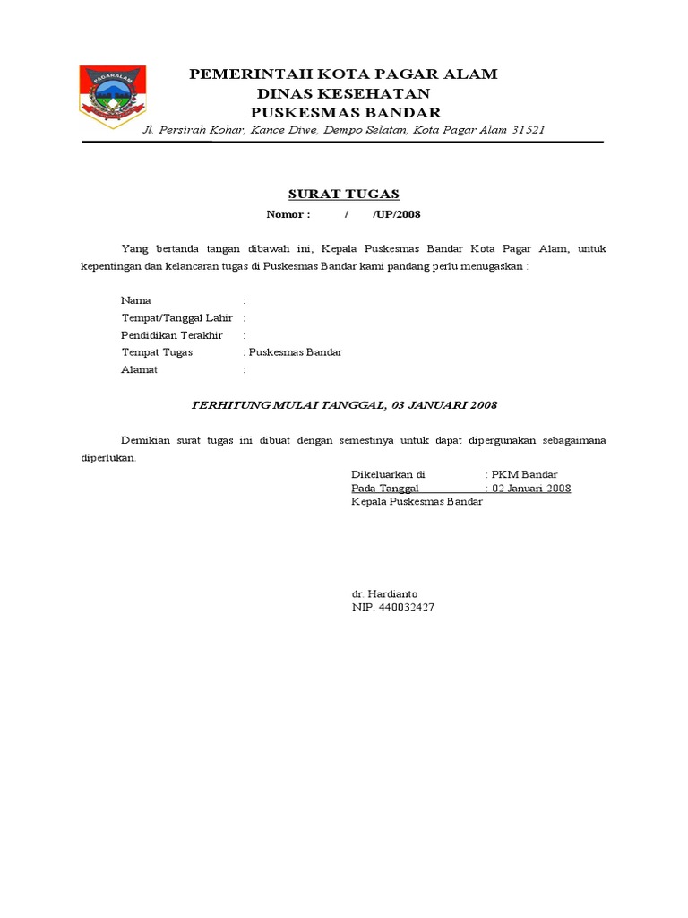 FORMAT Surat Tugas 2008-2022 | PDF