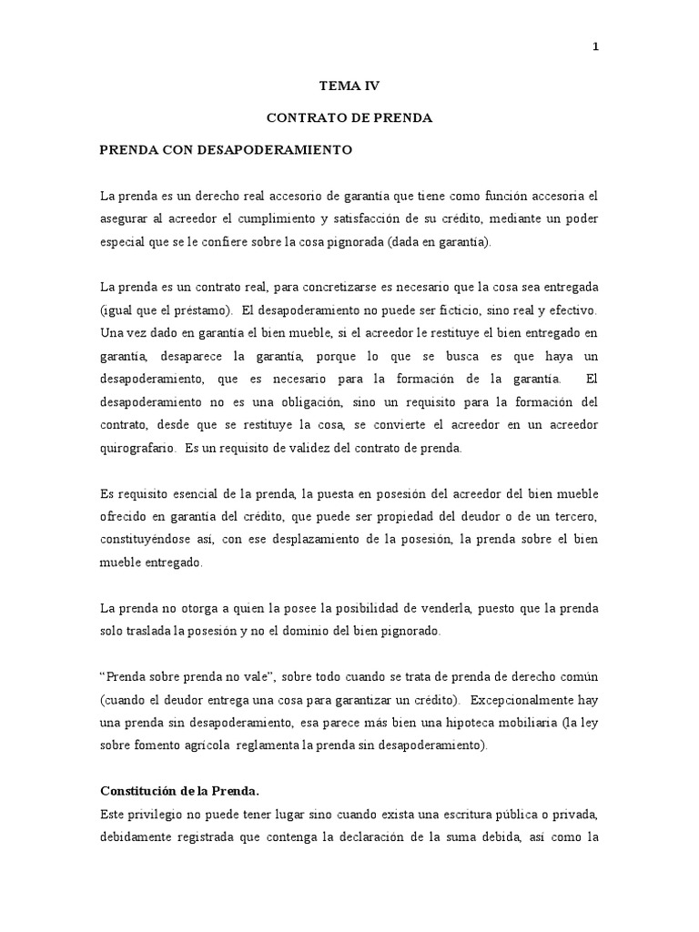 Contrato de Prenda en Derecho Civil | PDF | Pagos | Justicia