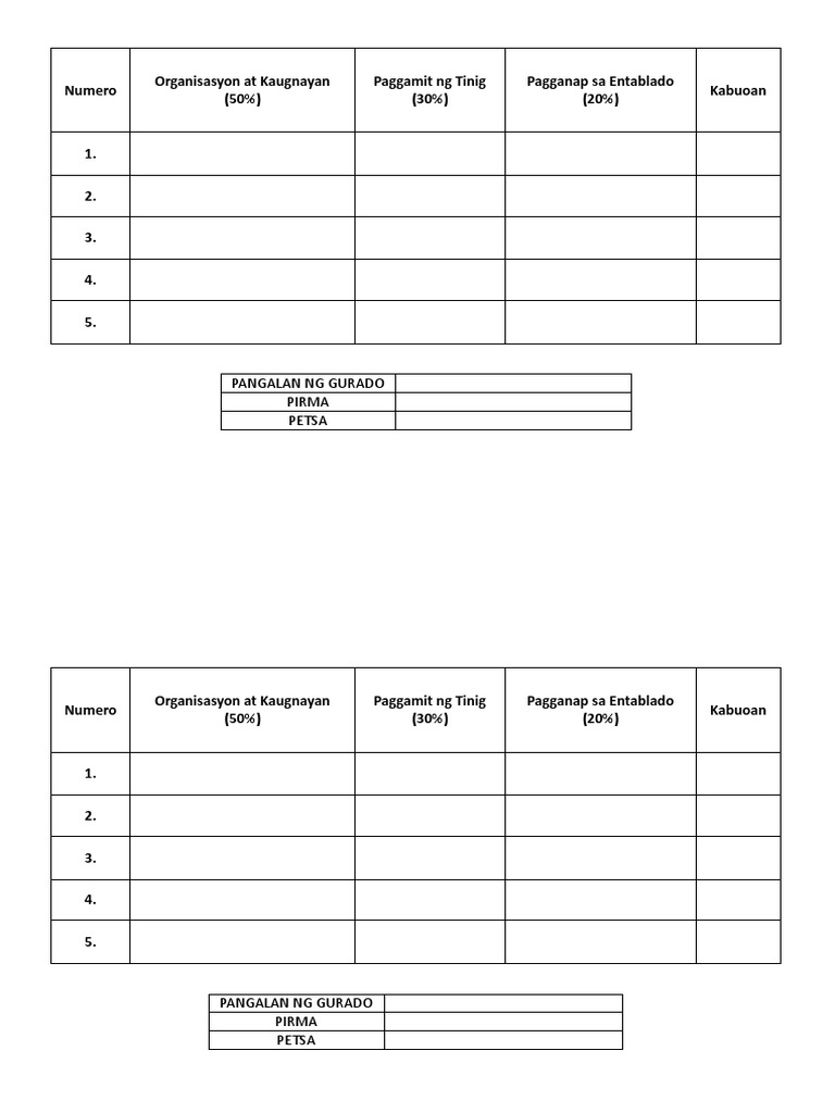 Judge Score Sheet Tagalog PDF