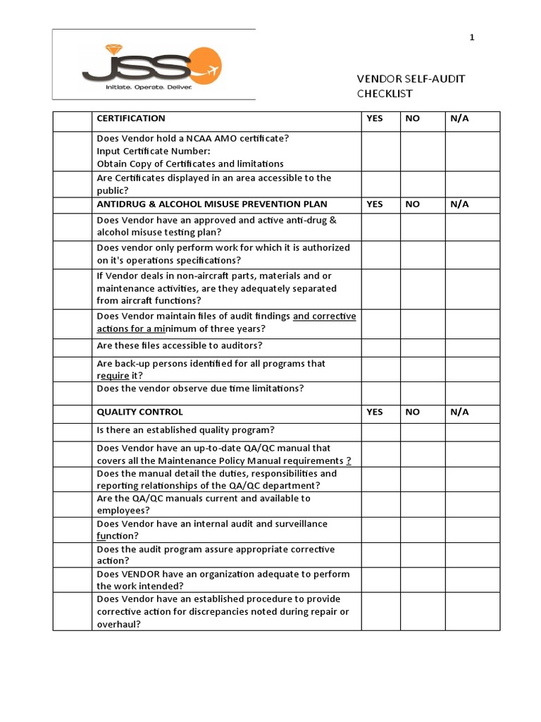 Amo Contractor Self-Audit Checklist | PDF | Calibration | Specification (Technical Standard)