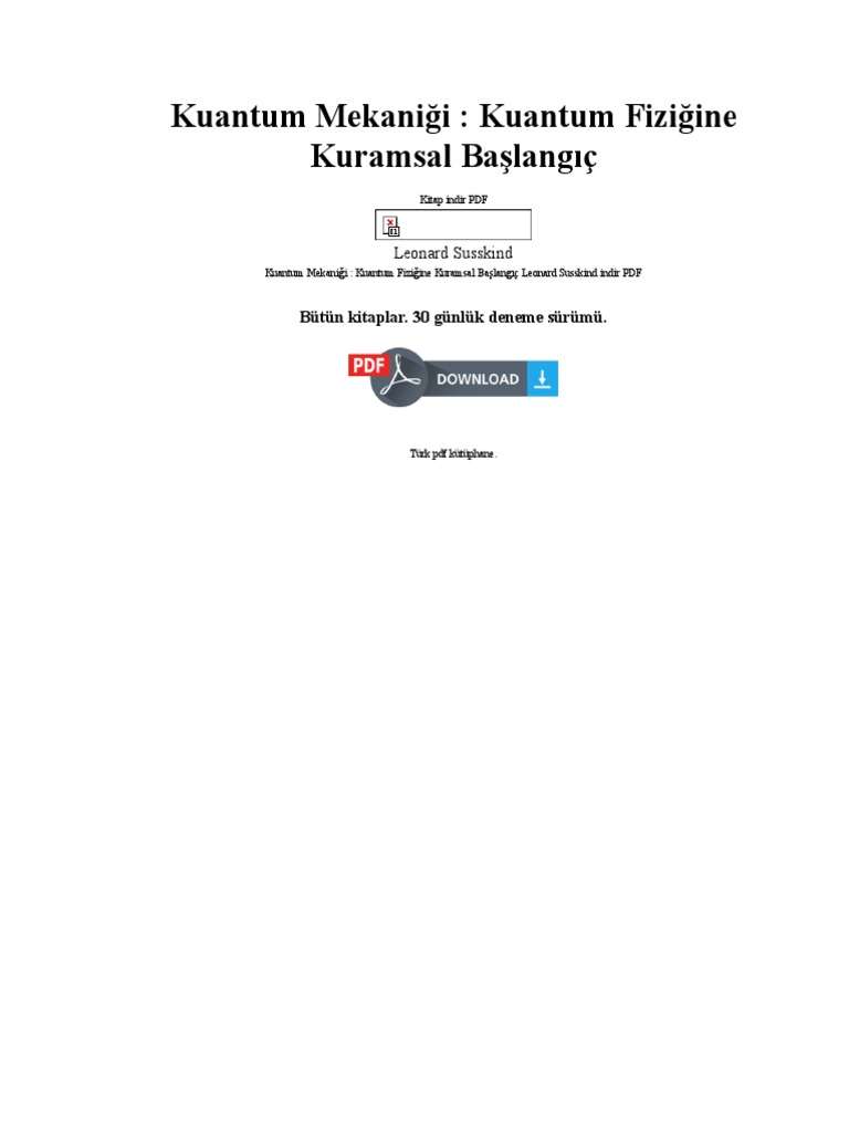 Kuantum Mekanigi Kuantum Fizigine Kuramsal Baslangic | PDF