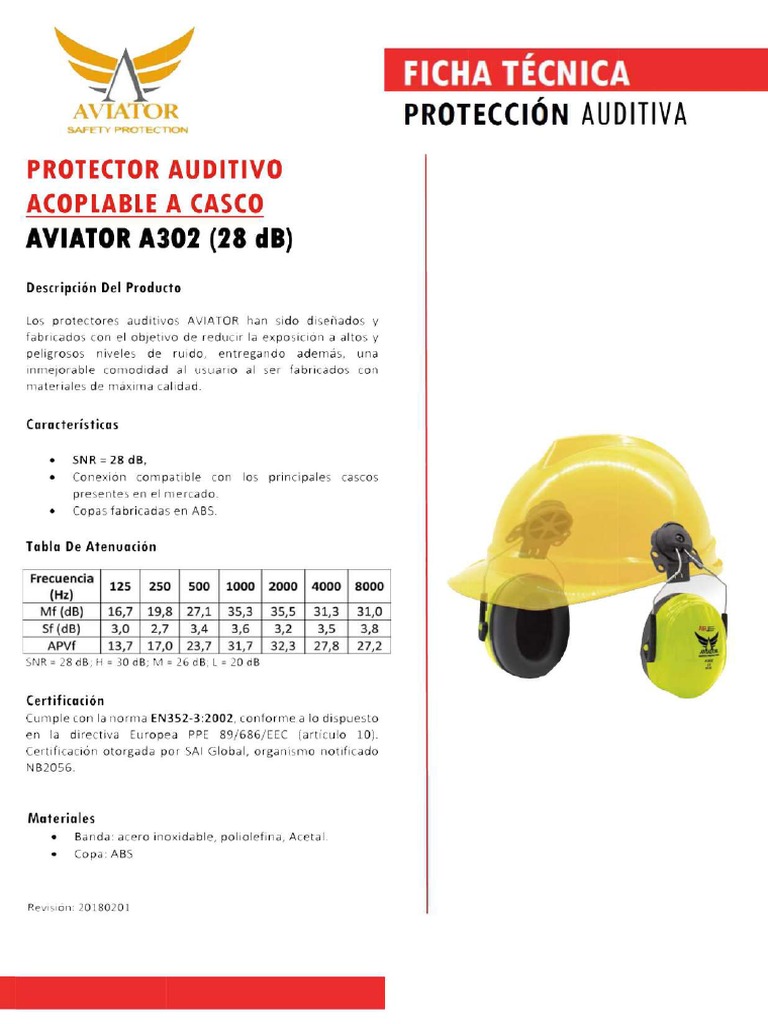 FT AVIATOR-A302-PROTECTOR-AUDITIVO (28 DB) | PDF