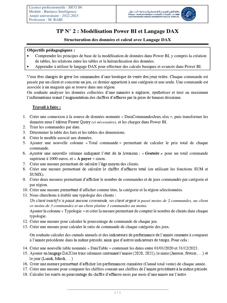 TP #2: Modélisation Power BI Et Langage DAX | PDF | Ordinateurs