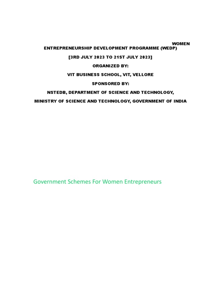 Women Entrepreneurship Development Program | PDF | Small And Medium ...