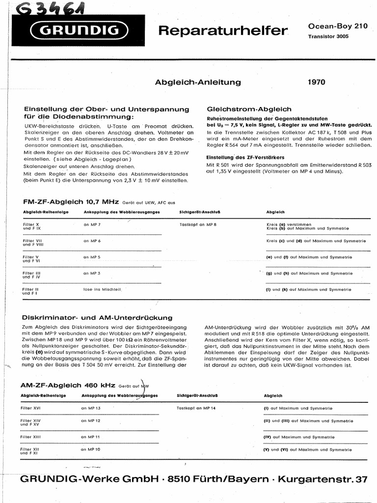 Grundig Ocean-Boy 210 Transistor 3005 | PDF