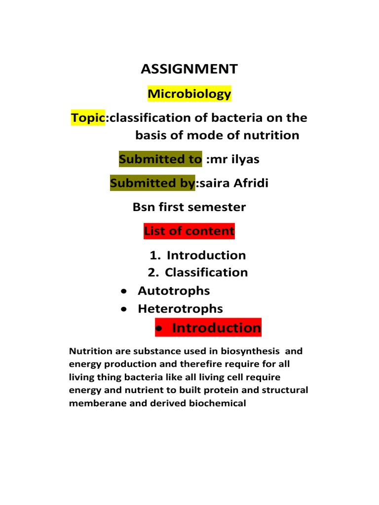 Assignment | PDF | Diet & Nutrition | Nutrition