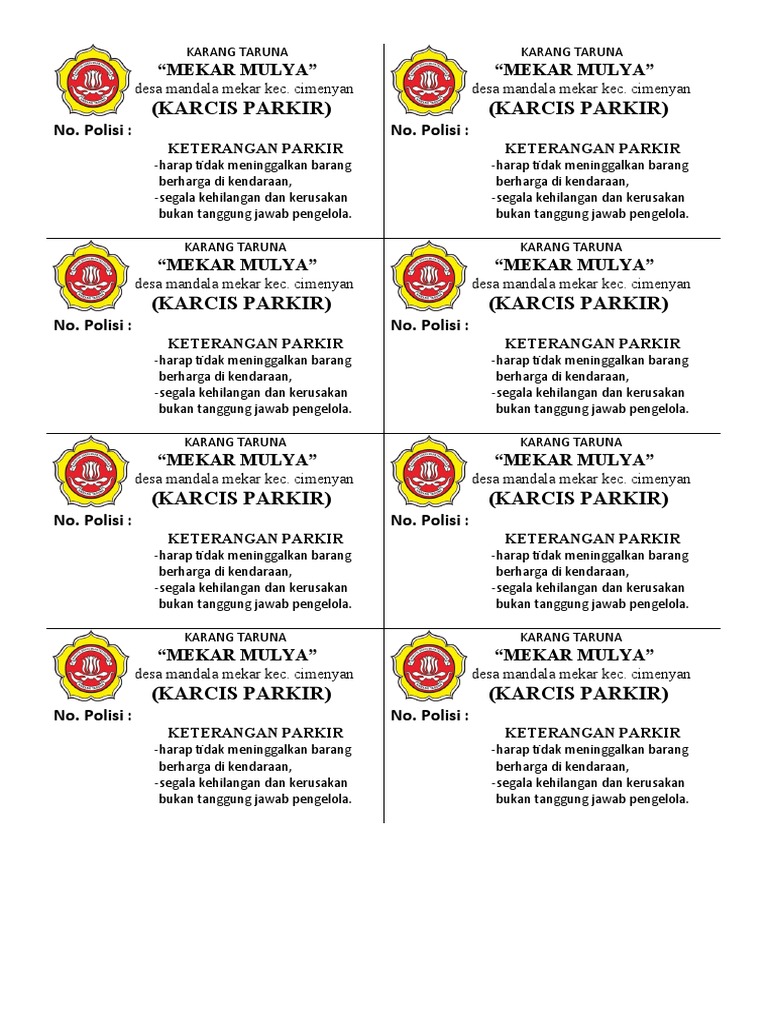 Karcis Parkir | PDF