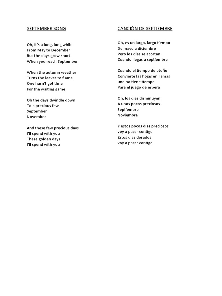 Letra de "September" en Español | PDF | Artes del Lenguaje y Comunicación