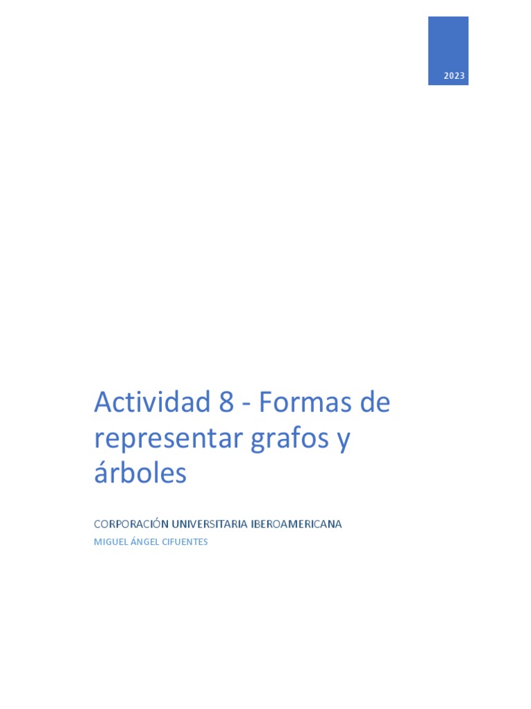 Actividad 8 - Formas de Representar Grafos y Árboles - Ejercicios | PDF ... Actividad 8 - Formas de Representar Grafos y Árboles - Ejercicios | PDF ...